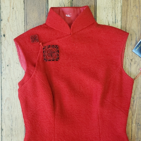 Dresses | Vtg 196s Handmade Red Boucle Medallion Chinese Cheongsam ...